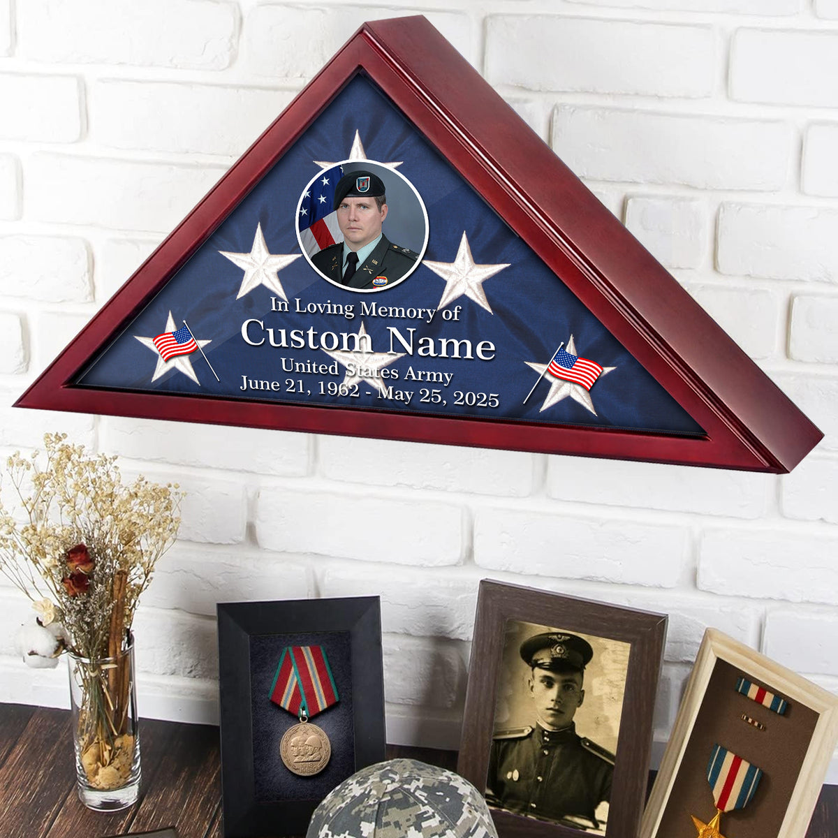 Personalized Flag Display Box for American Veteran Flag 9.5 x 5 Feet ...