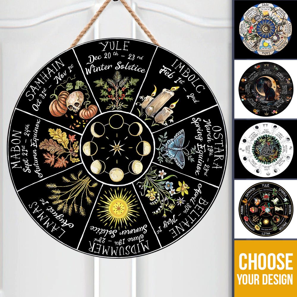 Personalized Witch Yule Calendar Christmas Round Door Sign – Extrabily