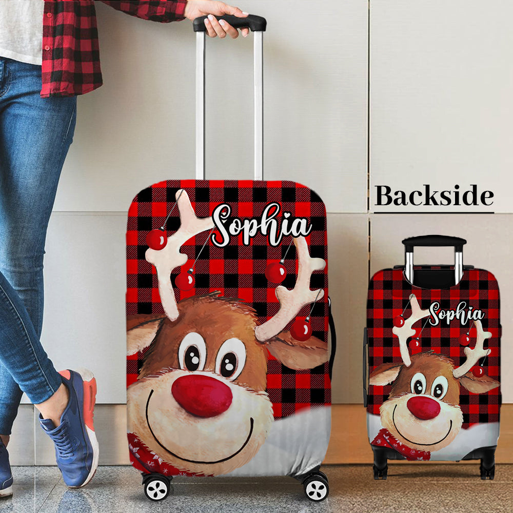 Personalized Christmas Gift Reindeer Snowman Luggage Cover – Extrabily